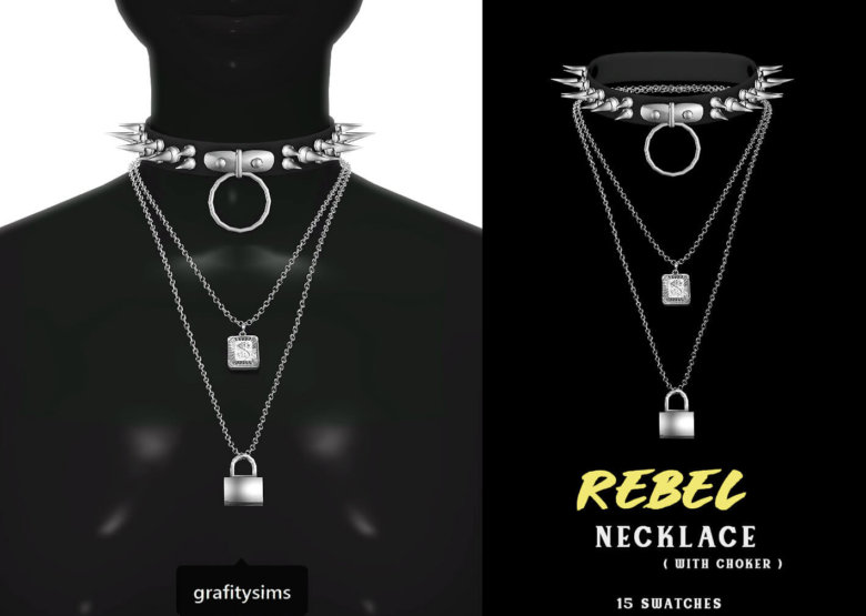 Sims 4 Rebel Necklace with choker - The Sims Book